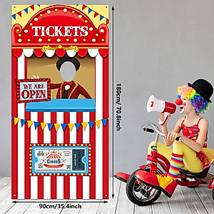 Carnival Circus Theme Party Decorations, Halloween Carnival Photo Door Banner Ticket Booth Backdrop Props, Large Photo Door Banner Door Hanging for Halloween Decorations Carnival Game Supplies