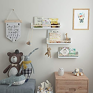 Wallniture Utah Wall Mount Nursery Décor Kids Bookshelf Floating Wall Shelves Book Photo Display Varying Sizes Set of 3 White