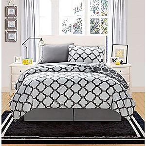 VCNY Home Galaxy Reversible 8 Piece Bed-In-A-Bag Comforter Set, Queen, Grey/White