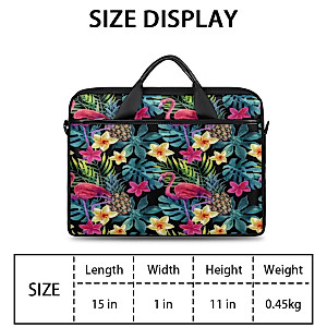 Flamingo Pineapple Pattern Laptop Computer Bag Waterproof Shoulder Messenger Bag 13-15 inch Durable Laptop Tote Bag with Shoulder Strap Handle Lightweight Crossbody Briefcase