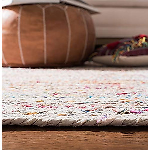 SAFAVIEH Braided Collection Accent Rug - 3' x 5', Ivory & Multi, Handmade Boho Reversible Cotton, Ideal for High Traffic Areas in Entryway, Living Room, Bedroom (BRD210B)