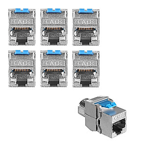 kwmobile Keystone Module Jacks - 6 Piece CAT-8 Shielded Keystone Jack RJ45 Cat 8 Ethernet Module 40 Gbit with Shielded Metal Housing