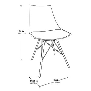 OSP Home Furnishings Oakley Mid-Century Modern Bucket Dining Chair with Faux Leather Padded Seat, Black