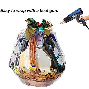 HappyBeeYo 100PCS Shrink Wrap Bags for Gift Baskets,24x32in 2 Mil Thick PVC Heat Shrink Bags Large Cellophane Wrap for Packaging,Gift Wrapping