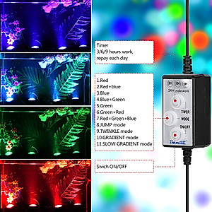 IMAGE Pond Lights Submersible Lights [Set of 4] with Timer IP68 Underwater Lights Aquarium Spot Light 48LED Landscape Lamp for Swimming Pool Fish Tank Fountain Pond Decoration