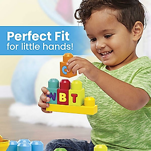 MEGA BLOKS First Builders Big Building Bag + ABC Musical Train, Building Set Bundle, Pink Bag, 130 Pieces