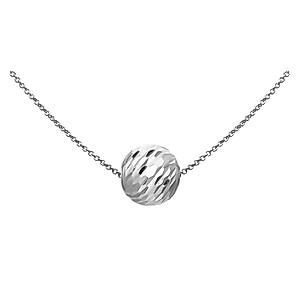 SEA OF ICE Silver Necklace for Women, Bead Necklace, 10mm Diamond-Cut Ball Bead, Sterling Silver Chain, Dainty Necklace for Women and Men, Stacking Gift Holiday Birthday