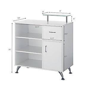 Glasglow II Reception Desk with Glass Top, Office Restaurant Beauty Salon Furniture, White 32" L x 18" W