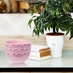 Silver Buffalo Sanrio Hello Kitty and Friends My Melody and Kuromi Pastel Flowers Ceramic Ramen Noodle Rice Bowl with Chopsticks, Microwave Safe, 20 Ounces