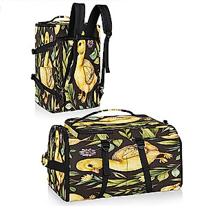 Yellow Duckling Flowers Vintage Style Gym Duffle Bag for Traveling Sports Tote Gym Bag with Shoes Compartment Water-resistant Workout Bag Weekender Bag Backpack for Men Women