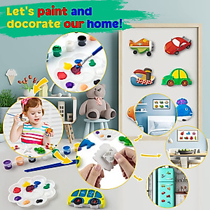 Tigerhu Arts and Crafts for Kids,27 Painting Figurines, 2 x 8 Colors of Paint, 4 Pens Paint Brush, 1 Palette, 2 Magnets and 27 Stickers, Painting Kit DIY Toys Kids Gifts for Ages 4, 5, 6, 7, 8