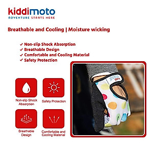 Kiddimoto Kids Cycling Gloves| Anti-Slip Kids Bike Gloves for Boys and Girls| Full Finger Kids Mountain Bike Gloves for BMX, MTB Riding, Gymnastics, Scooters, Skateboard, Rollerblade.