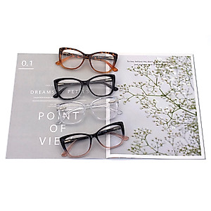 Autojouls 3-Pack Reading Glasses for Women，Oprah Style Frame Spring Hinge Clear Lens Readers Glasses, Black BlackPink Transparent 2.5 x