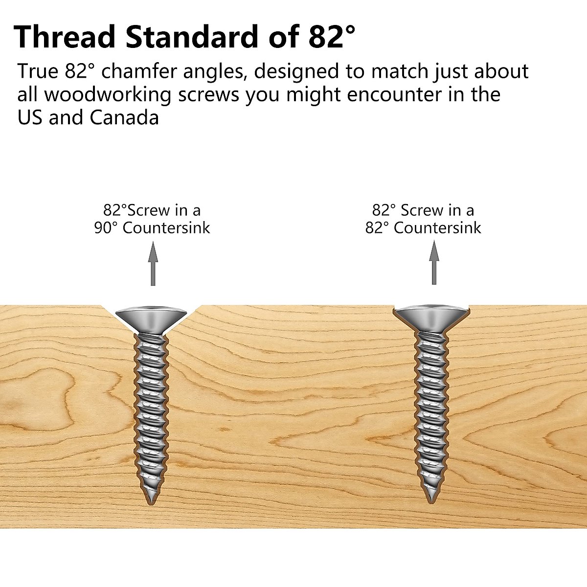 MulWark 82° Countersink Drill Bit Set incl. 5pcs Free Replaceable HSS Drill Bits for Wood｜3/8" Quick-Change -Chamfered Adjustable Drilling Tool Kit on Pilot Counter Sink Holes for Woodworking- 5 Pack