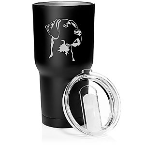 Smooth Body Tumbler Stainless Steel Vacuum Insulated Travel Mug Cup Gift Great Dane Face (Black, 30 oz)