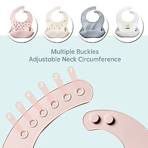 Ovelzurea Silicone Baby Bibs for Babies & Toddlers，Food Grade Silicone Bibs for Girls and Boys， BPA-free Waterproof Bib, Easy to Wipe，Adjustable, 2PCS
