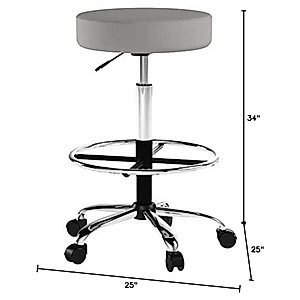 Boss Office Products Adjustable 16" Drafting Stool, Grey