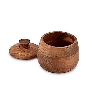 NIRMAN Jewelry Box Unique Artisan Traditional Hand Carved Acacia Wood Wooden Keepsake Box Gift (3" x 3" x 4”)