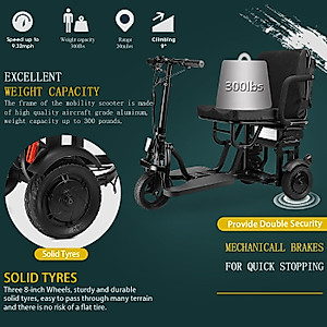 New Upgrade Folding Mobility Scooters, Lightweight Scooter Mobility for Adults, No Assembly Required, 20Miles Mobility Scooters for Adults, 3 Wheel Lightweight Mobility Scooter