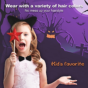 Hayner-Seek Cat Costume Cat Ears Headband Black Cat Ears Cosplay Headband with Bowknot Tail Animal Cosplay Halloween Costume For Women lack Cat