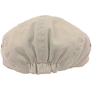 Mens Khaki Tan Washed Canvas Ivy Ascot Cabbie Cap