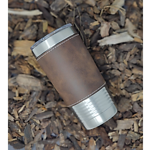 LaserGram 20oz Vacuum Insulated Tumbler Mug, Kite Surfing, Personalized Engraving Included (Faux Leather, Dark Purple)