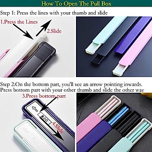 Portable & Reusable Chopsticks Stainless Steel Chopsticks with Case for School,Camping,Travel, Bento Box, 9 Inches in length, Alternative to Wooden (Black+Blue)