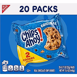 CHIPS AHOY! Original Chocolate Chip Cookies, 20 Snack Packs (2 Cookies Per Pack)