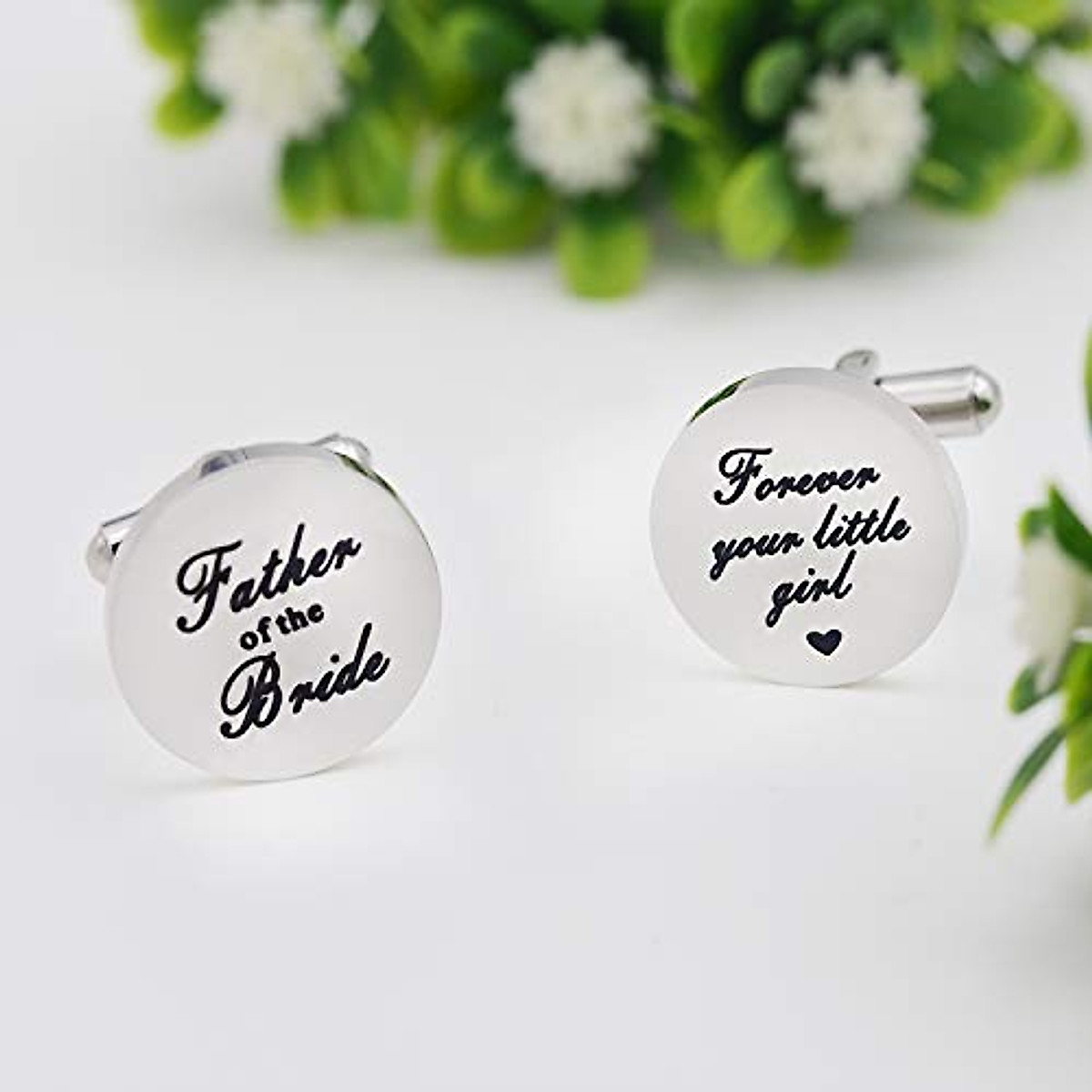 Melix Home Father of The Bride, Forever Your Little Girl Stainless Steel Cuff Links Gift for Dad from Daughter (Grey)