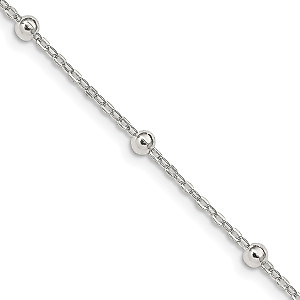 IceCarats 925 Sterling Silver 1.3mm Beaded Ball Chain Necklace 18 inch
