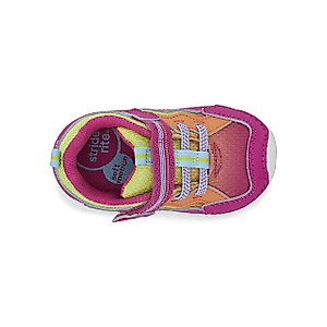 Stride Rite Baby Girls Soft Motion Kylo Athletic Sneaker, Pink/Neon, 3 Infant