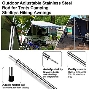 SAN LIKE Tent Pole Telescopic Adjustable tarp Poles for Camping Canopy Awning Shelter Backpacking Hiking -(Adjustable Length - Steel)