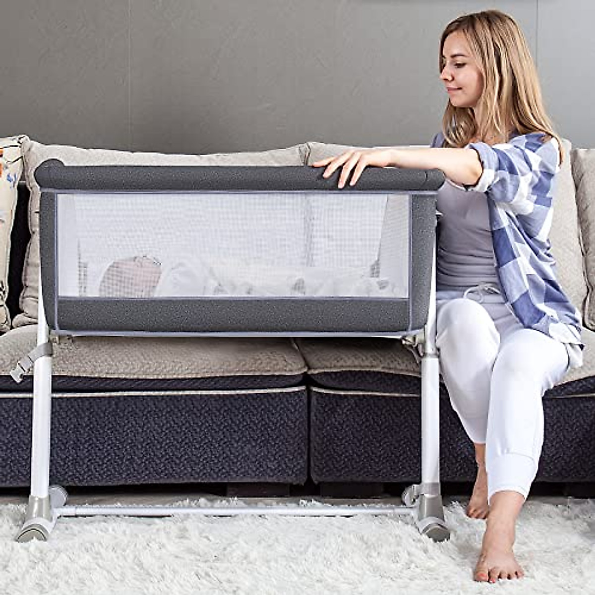 RONBEI Bassinet for Baby, Baby Bassinet Bedside Sleeper Bedside Bassinet Baby Crib for Newborn/Infants/Baby Boy/Baby Girl