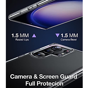 VOFATA Crystal Clear Designed for Samsung Galaxy S23 Ultra Case [Anti-Yellowing] [10FT Military Grade Drop Protection] Shockproof Hard PC Back Phone Case for Galaxy S23 Ultra Case(2023) - Clear