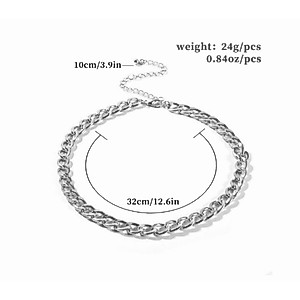 Cathercing Women Chain Choker Necklace Big Link Necklace for Women Trendy Jewelry Necklaces Chains Punk (silver)