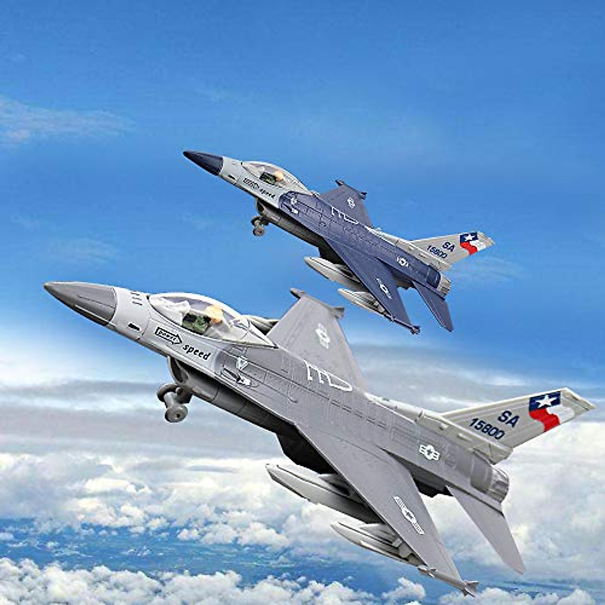 YEIBOBO ! F-16 Fighting Falcon - 1/100 Diecast Airplane Model Pull Back Fighter Toy (Gray)