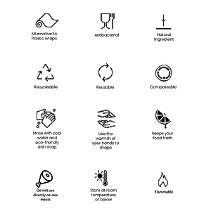 Less. Reusable Beeswax Lunch Bags, Size M (sandwich) Zero Waste Cotton Lunch Wrap, Plastic Free Alternative Storage Bag