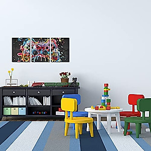 HOMEOART Gamer Wall Decor Game Room Decor Abstract Gamepad Painting Boys Bedroom Playroom Wall Decor Framed Gallery Wrap (12"x16"x3 Panels)