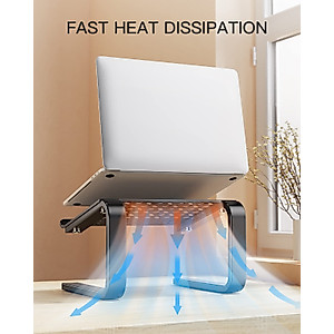 LORYERGO Laptop Stand for Desk, Ergonomic Laptop Riser Laptop Mount Computer Holder for Desk, Strengthened Notebook Stand Compatible with All 10-15.6” Laptops, Black