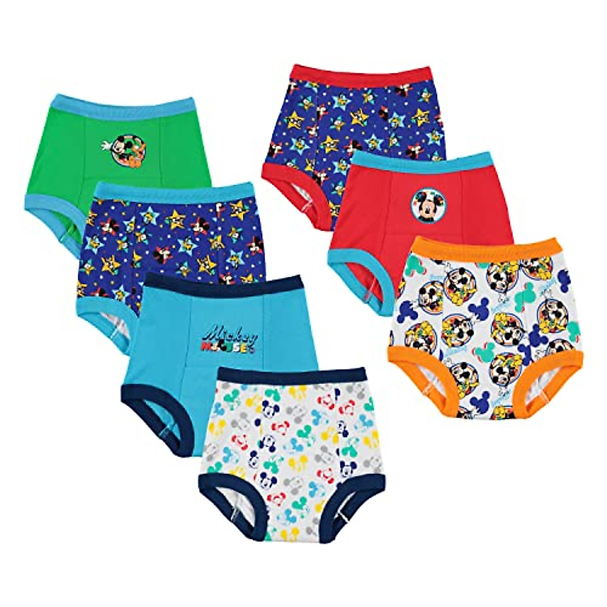 Disney Boys Mickey Mouse Pants Starter Kit With Stickers & Tracking Chart Sizes 18m, 2t, 3t, 4t Baby And Toddler Potty Training Underwear, 7-pack Training Pant, 18 Months US