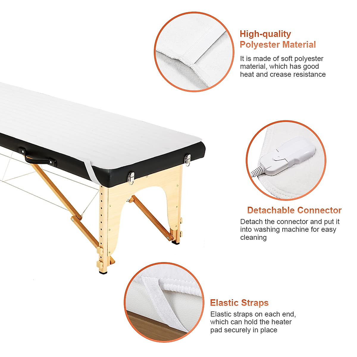 Giantex Standard Massage Table Warmer, Heated Mattress Pad, Spa Table Heating Pad with Three Heat Settings, Auto Overheat Protection, Fixed Elastic Bands, Portable 71x30 Inch Electric Table Warmers