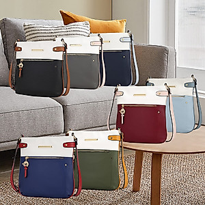 MKF Crossbody Bag for Women – PU Leather Pocketbook Handbag – Designer Side Messenger Purse, Shoulder Crossover cognac