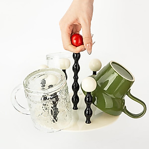 HASSLICKIT Cup Drying Rack Stand, 360° Rotating 6 Cups Mug Holder, Glass Cup Organizer Holder Rack, Modern Decor for Table, Kitchen Countertop (White)