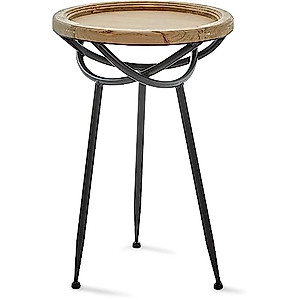 Amazon Brand – Stone & Beam Modern Rustic Wood and Metal Side End Table, 16.25" W, Natural