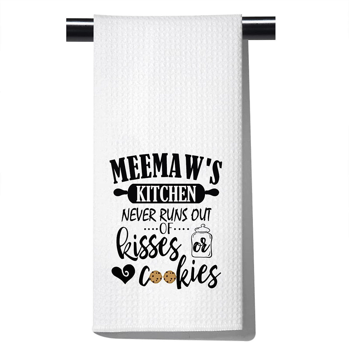 POFULL Meemaw Towel Memaw Birthday Kitchen Decor Meemaw's Kitchen Never Runs Out of Kisses and Cookies Dish Towel (Meemaw Towel)