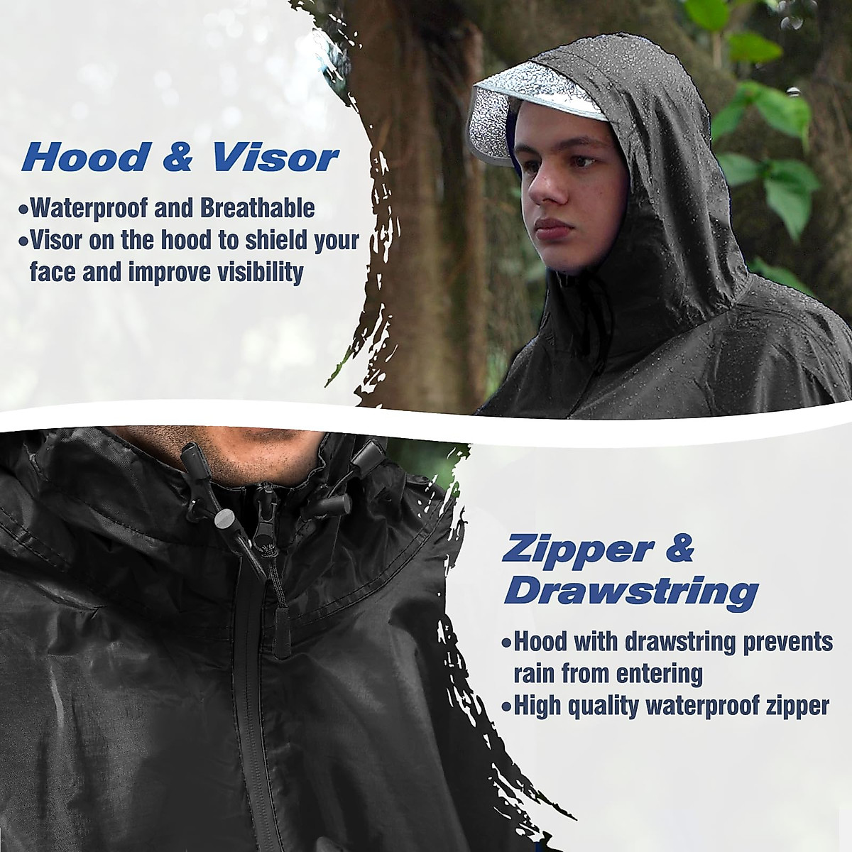 ANYOO Waterproof Rain Poncho Bike Bicycle Rain Capes Lightweight Compact Reusable for Adults