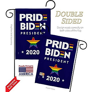 Joe Biden Flag 2020 Pride President Garden Flag 2pcs Pack Patriotic Vote Election United State American House Decoration Banner Small Yard Gift Double-Sided, 13"x 18.5", Thick Fabric