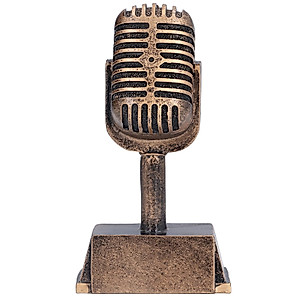Award Trophies, 6.5in Music Award Trophy Synthetic Resin Decorative Microphone Tabletop Ornament for Home Singing Competition, Party Celebrations