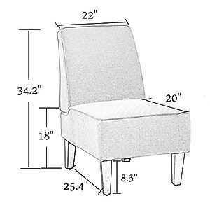 annjoe Armless Accent Chair, Button Tufted Slipper Chair Side Chair Single Sofa for Dining Room Living Room Bedroom Funiture (Set of 2)