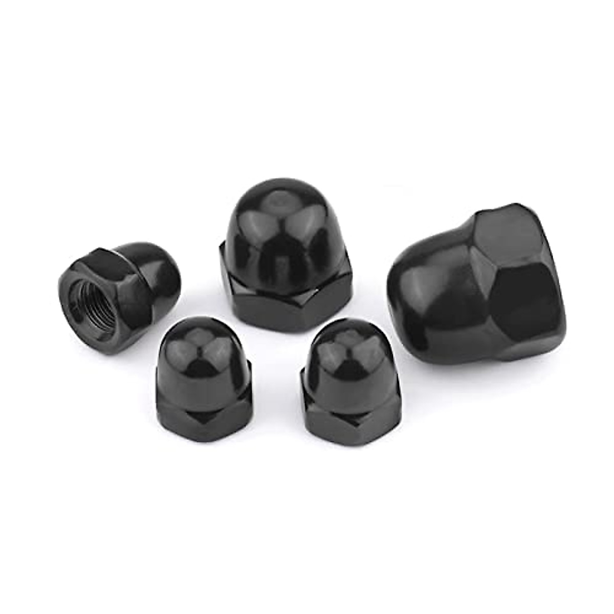 Nylon Acorn Cap Nuts M6-1.0, Black, 50Pcs-Pack